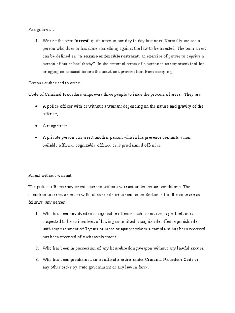CRPC Notes | PDF | Arrest | Arrest Warrant