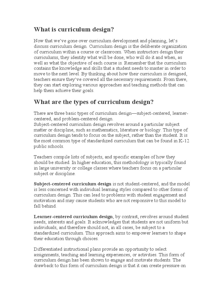 What Is Curriculum Design | PDF | Curriculum | Education Theory