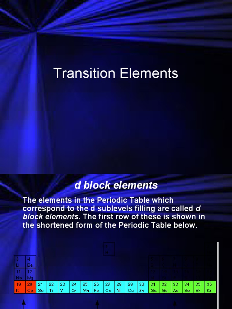 Lecture On Transition Elements | PDF | Actinide | Transition Metals