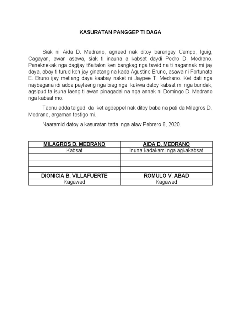 Kasuratan Panggep Ti Daga | PDF