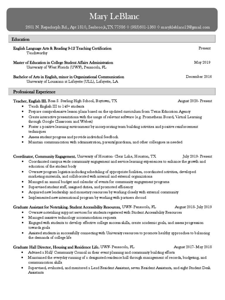 Leblancm Resume | Download Free PDF | Behavior Modification | Learning