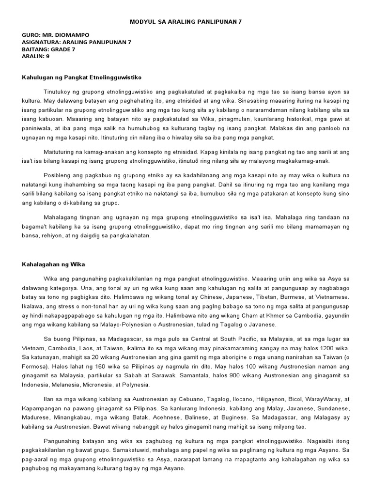 Aralin 9 (Grade 7-9) | PDF