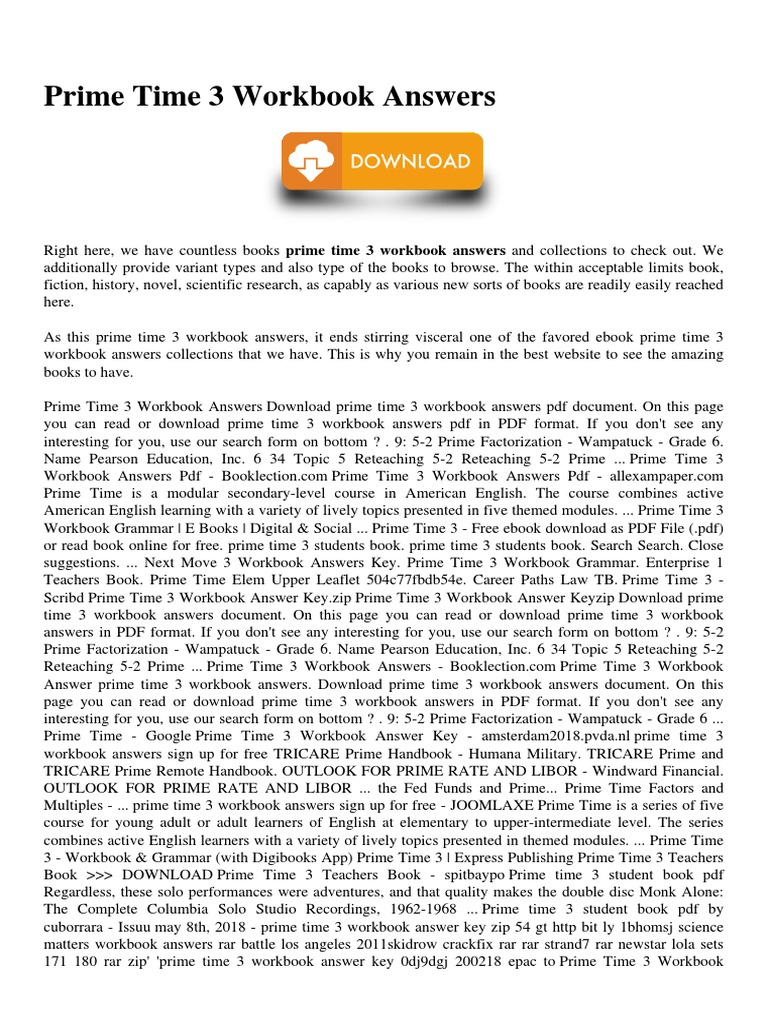 Prime Time 3 Workbook Answer Key PDF | PDF | E Books | Books