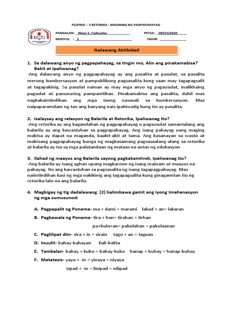 2.-PAGSUSULIT-AT-AKTIBIDAD With Answer | PDF