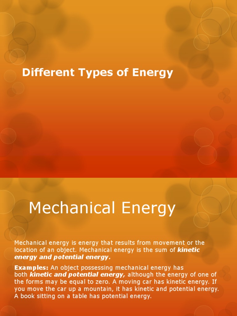 Different Types of Energy | PDF | Potential Energy | Ionization