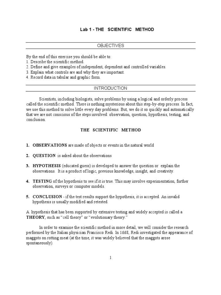 BI-201 Lab 1 The Scientific Method | PDF | Experiment | Chart