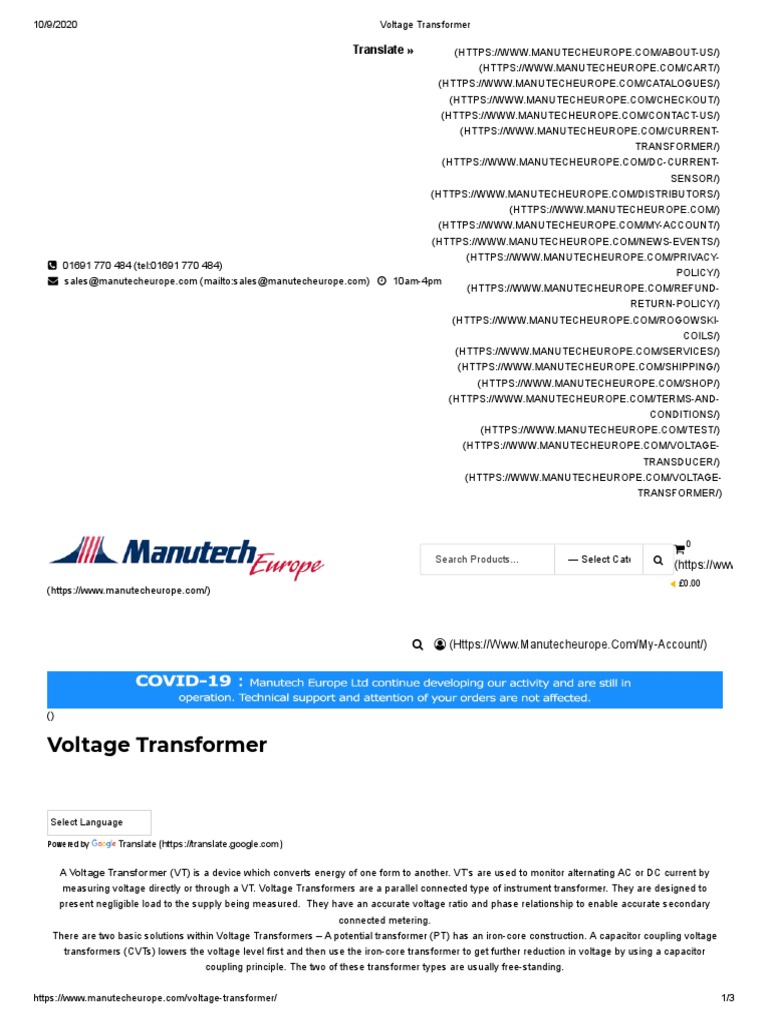 Voltage Transformer: Translate | PDF