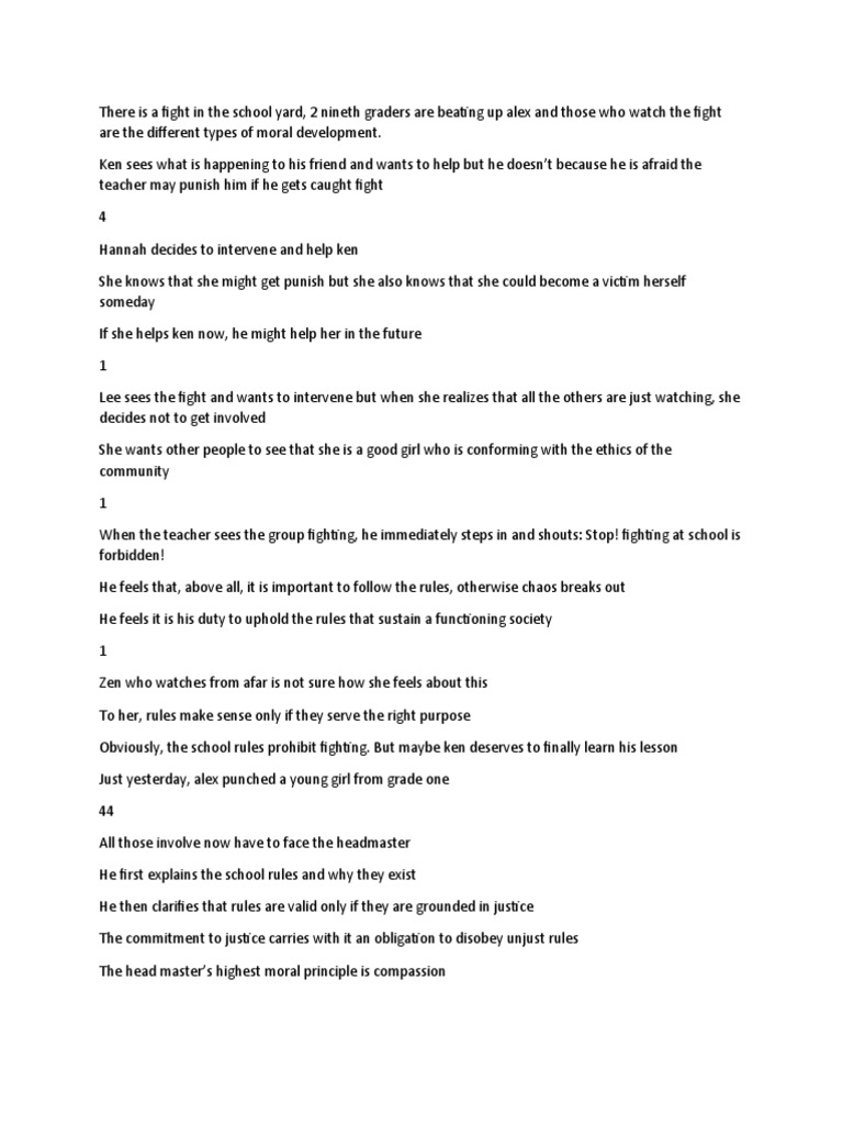 Schoolyard Fight and Moral Choices | PDF