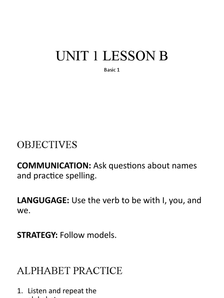Unit 1 Lesson B | PDF