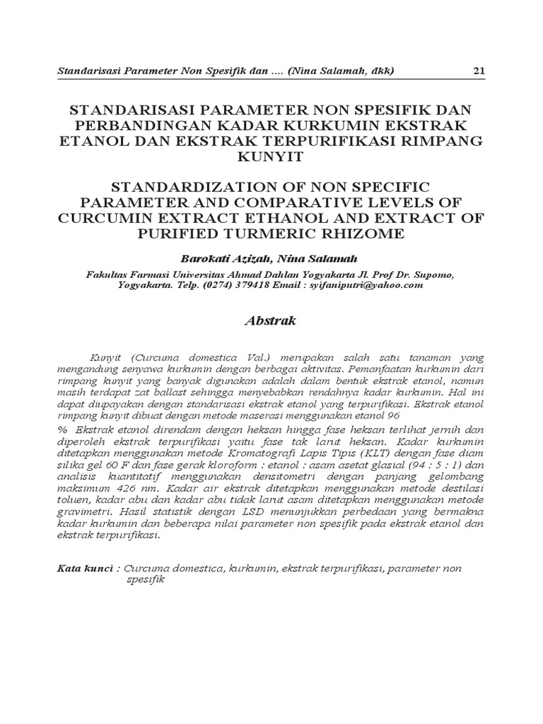 Standarisasi Parameter Non Spesifik Dan Perbanding | PDF