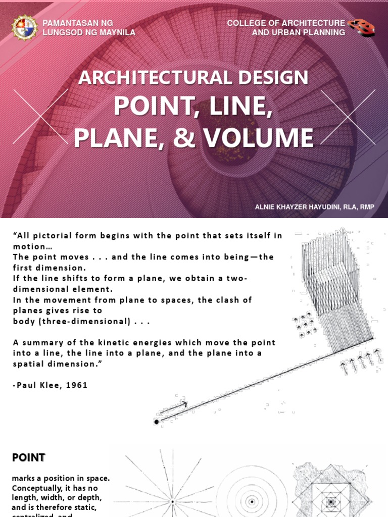 Architectural Design 1 - Lecture 2 - Point, Line, Plane, & Volume | PDF ...
