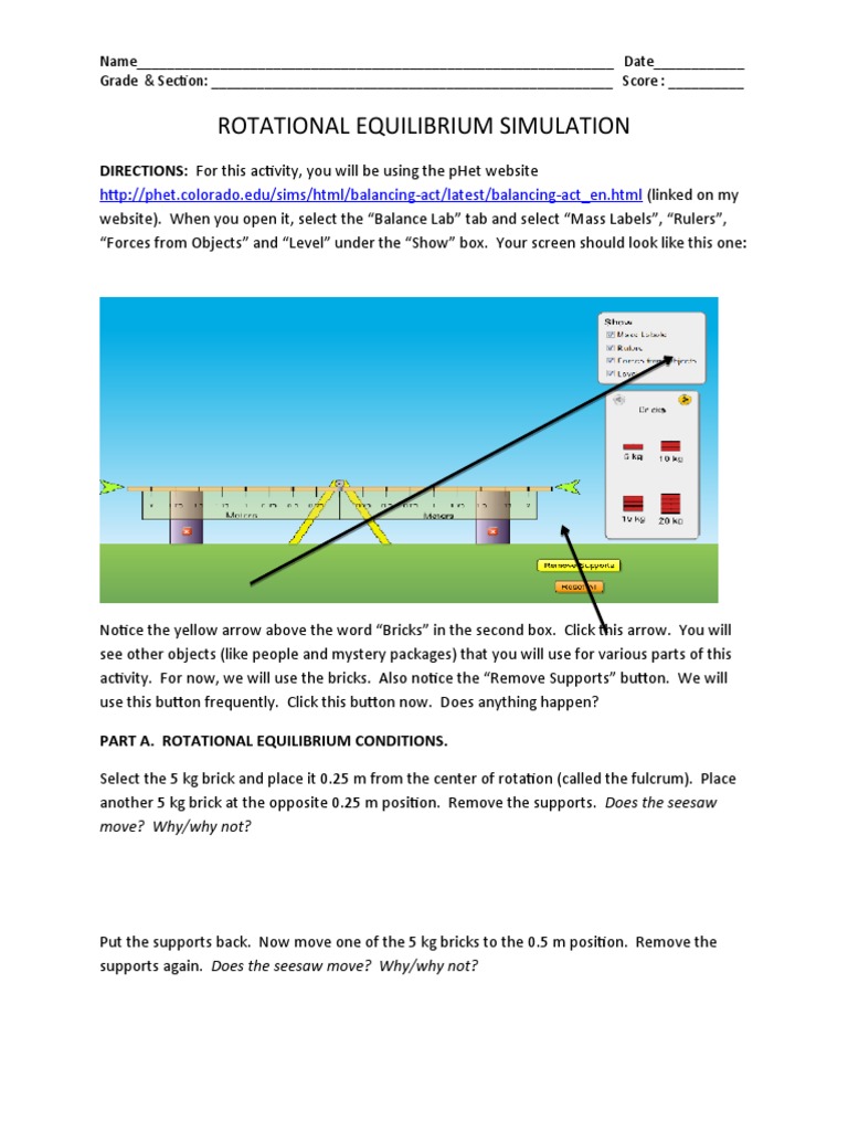 Rotational Equilibrium Simulation | PDF | Mass | Applied And Interdisciplinary Physics