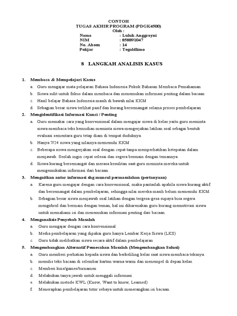 Contoh 8 Langkah Analisis Tap | PDF