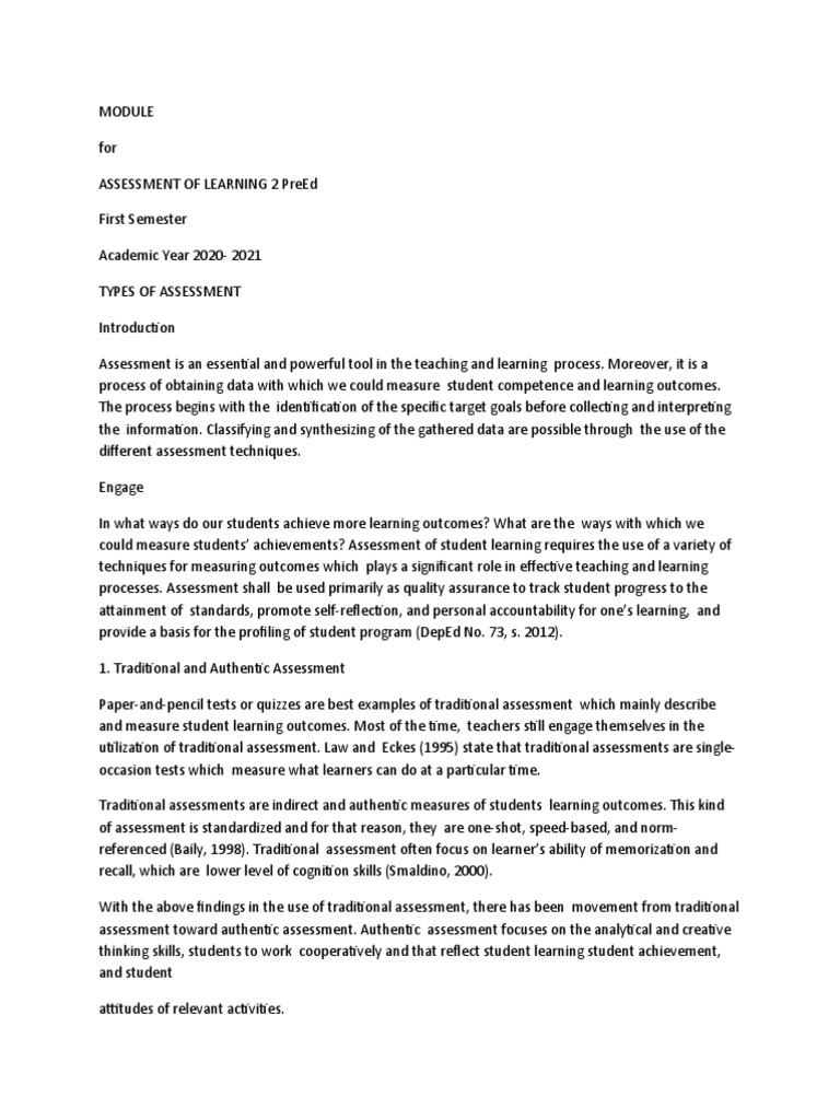 MODULE | PDF | Educational Assessment | Education Theory