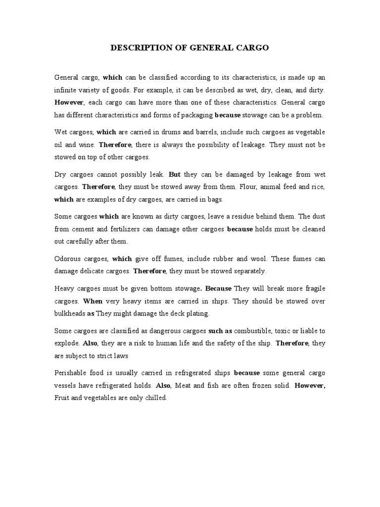 Description of General Cargo | PDF