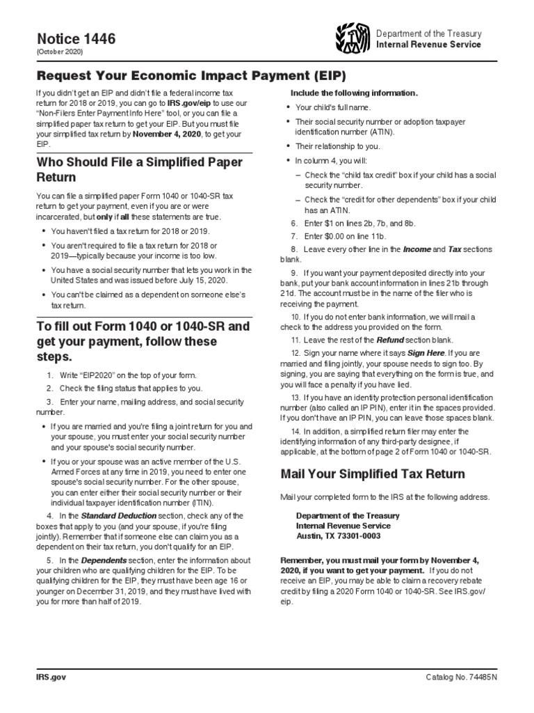 IRS Notice 1446 | Download Free PDF | Internal Revenue Service | Tax ...