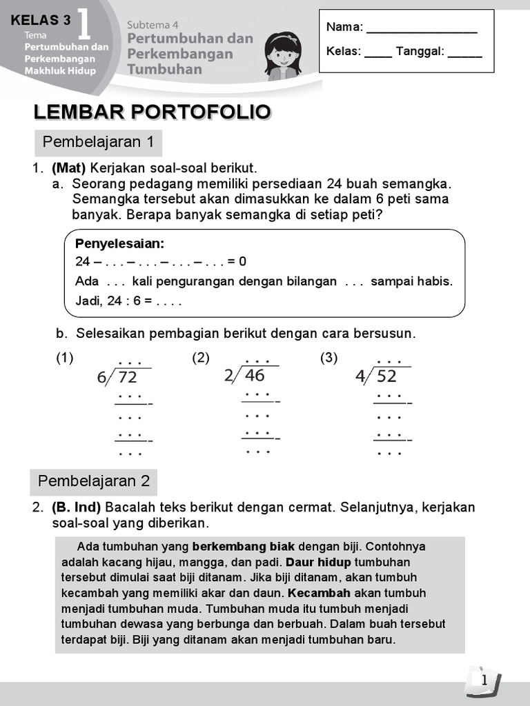 LEMBAR PORTOFOLIO BUPENA 3A Tema 1 Sub 4 | PDF