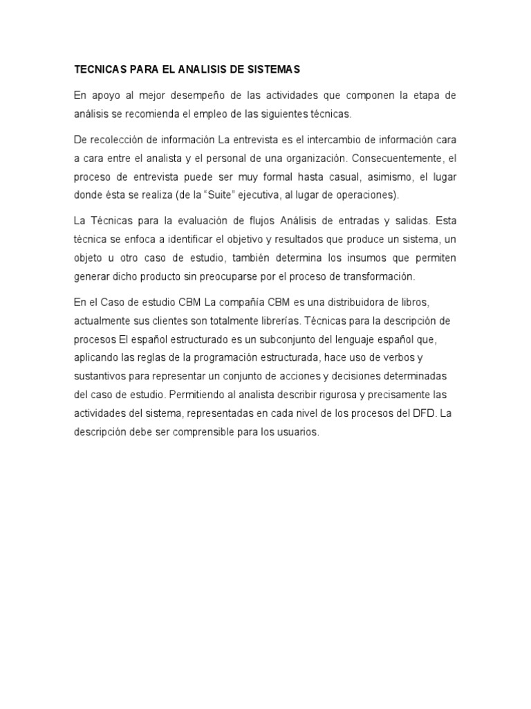Tecnica de Analisis de Sistema | PDF