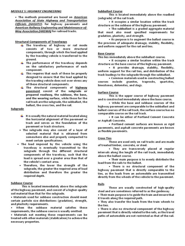Module 5 Highway PDF | PDF | Road Surface | Track (Rail Transport)