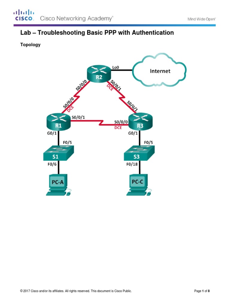 2.4.1.5 Lab - Troubleshooting Basic PPP With Authentication | PDF | Network Switch | Internet ...