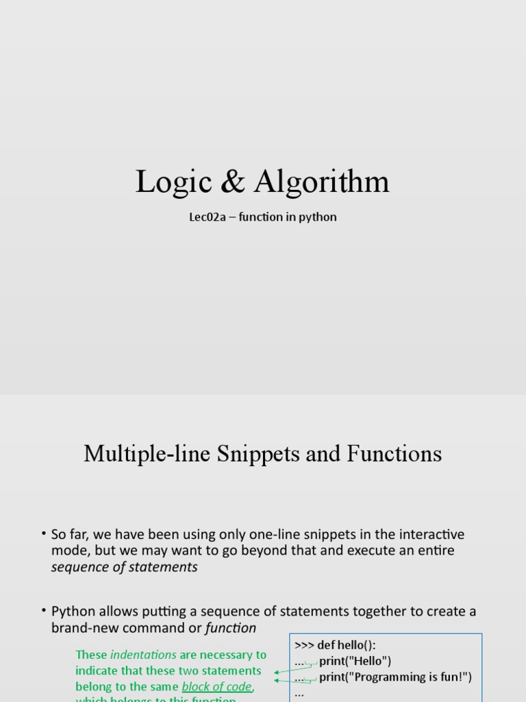 Logic And Algorithm Lec02a Function In Python Pdf Sine 