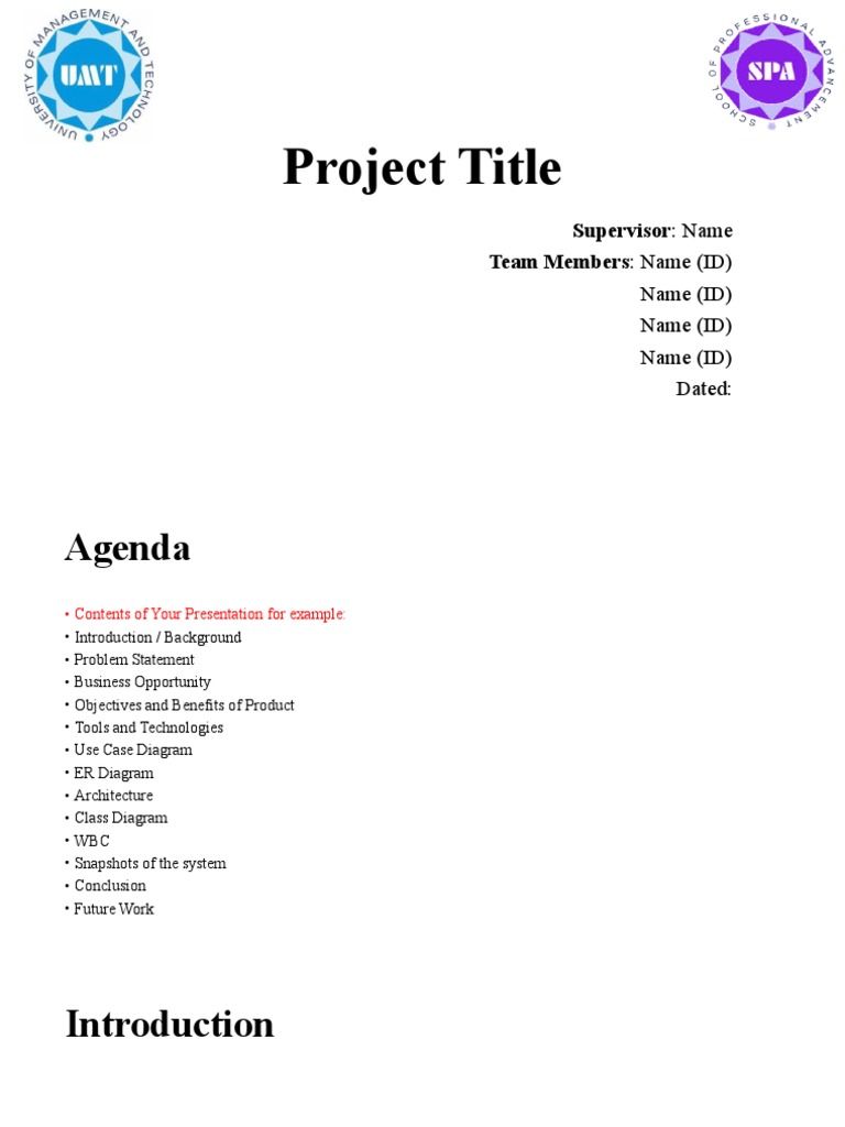 FYP Final Project Presentation Template | PDF
