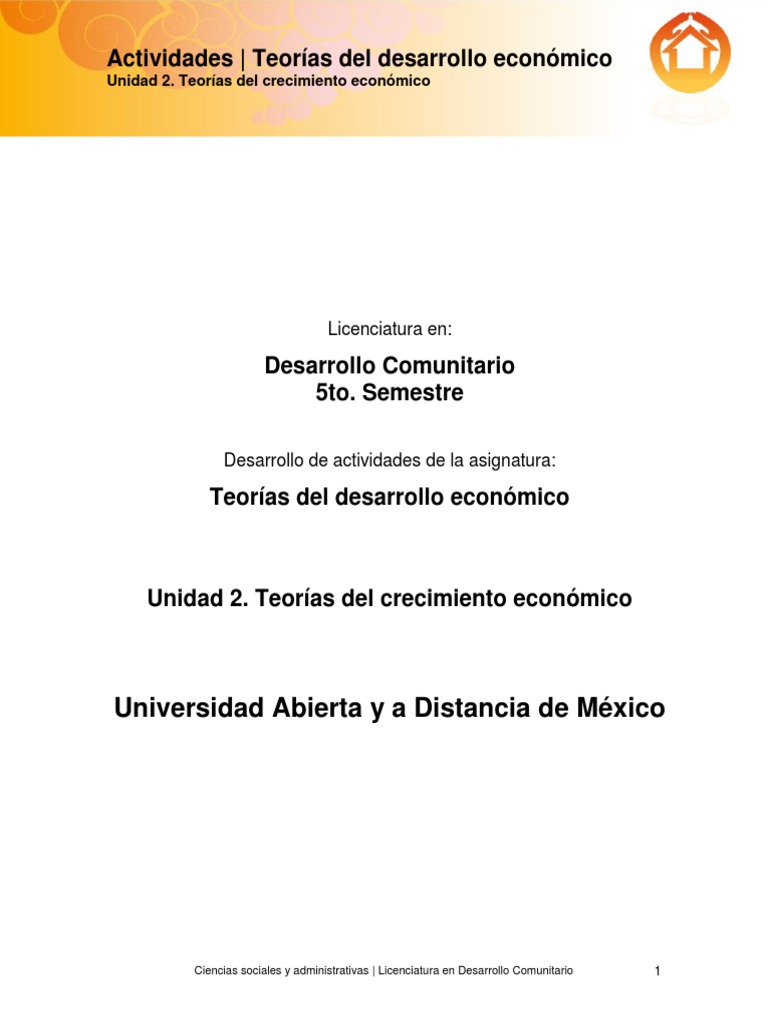 Unidad 2. Teorias Del Crecimiento Economico. Actividades | Descargar gratis PDF | Crecimiento ...
