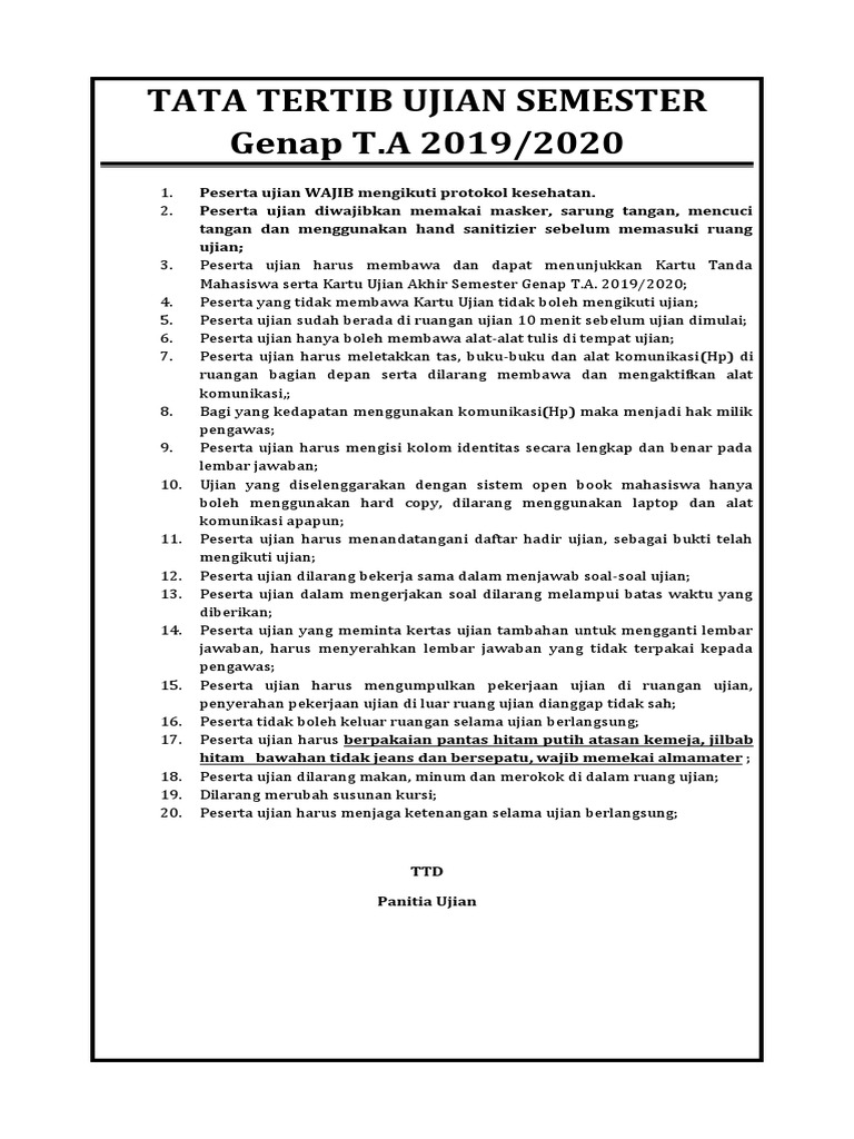 Tata Tertib Ujian | PDF