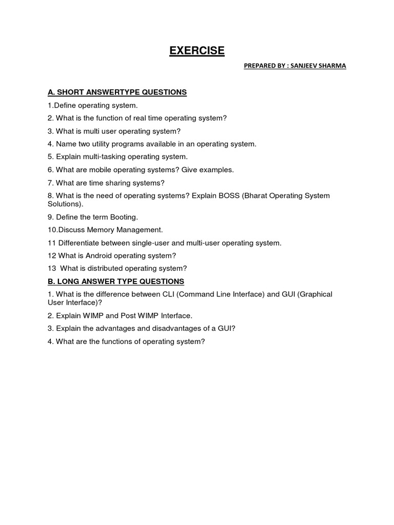 Exercise: A. Short Answertype Questions | PDF