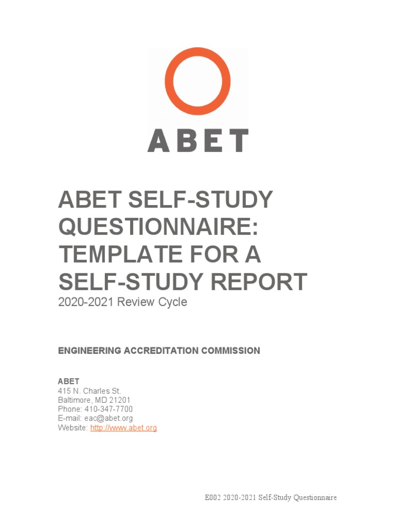 ABET Self-Study Report Template 2021 | PDF | Curriculum | Educational ...
