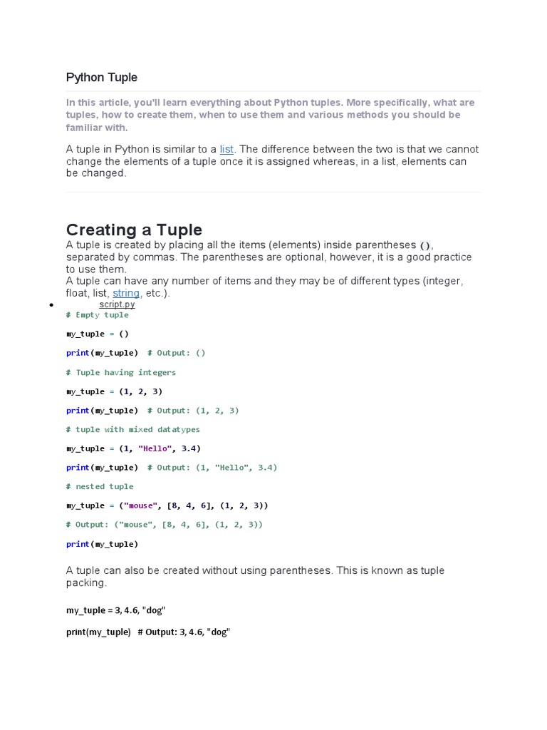 Creating A Tuple | PDF | Computer Data | Software Engineering