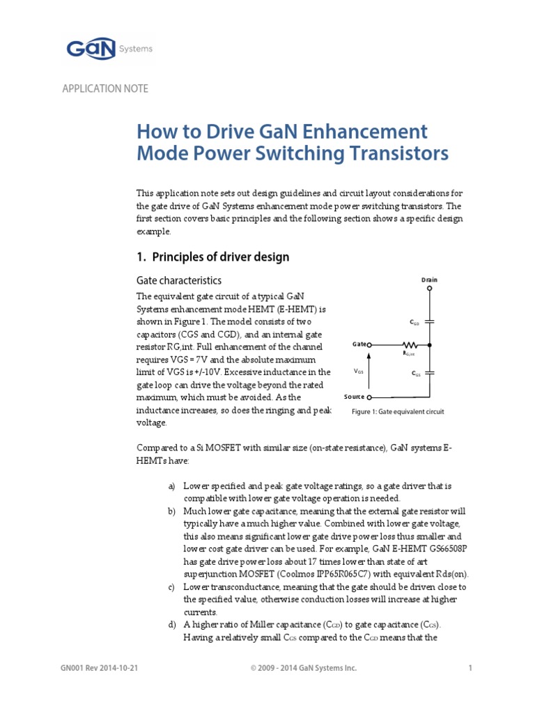 GaN Systems - GN001 App Note 2014-10-21 | PDF | Field Effect Transistor ...