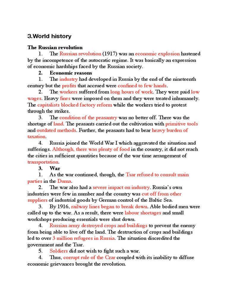3.world History: The Russian Revolution | PDF | Imperialism | Weaving