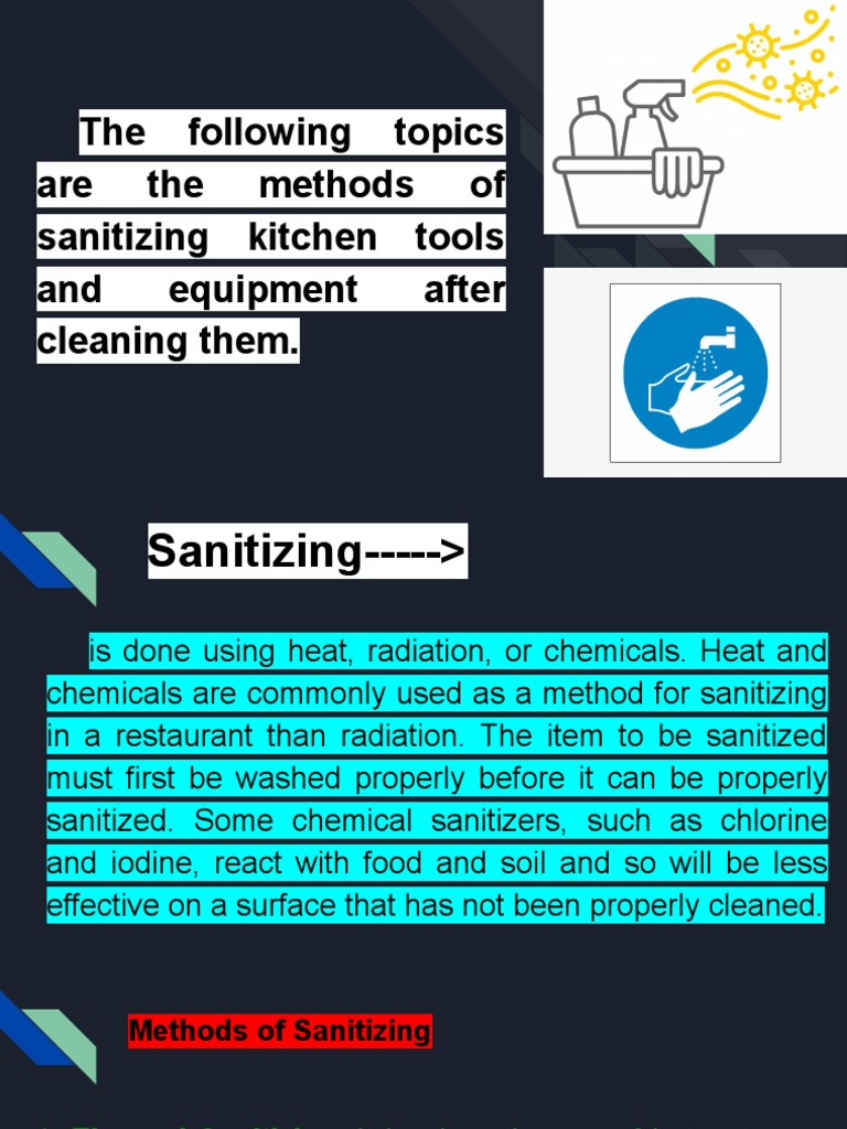Sanitizing Methods for Kitchen Tools | PDF | Disinfectant | Kitchen