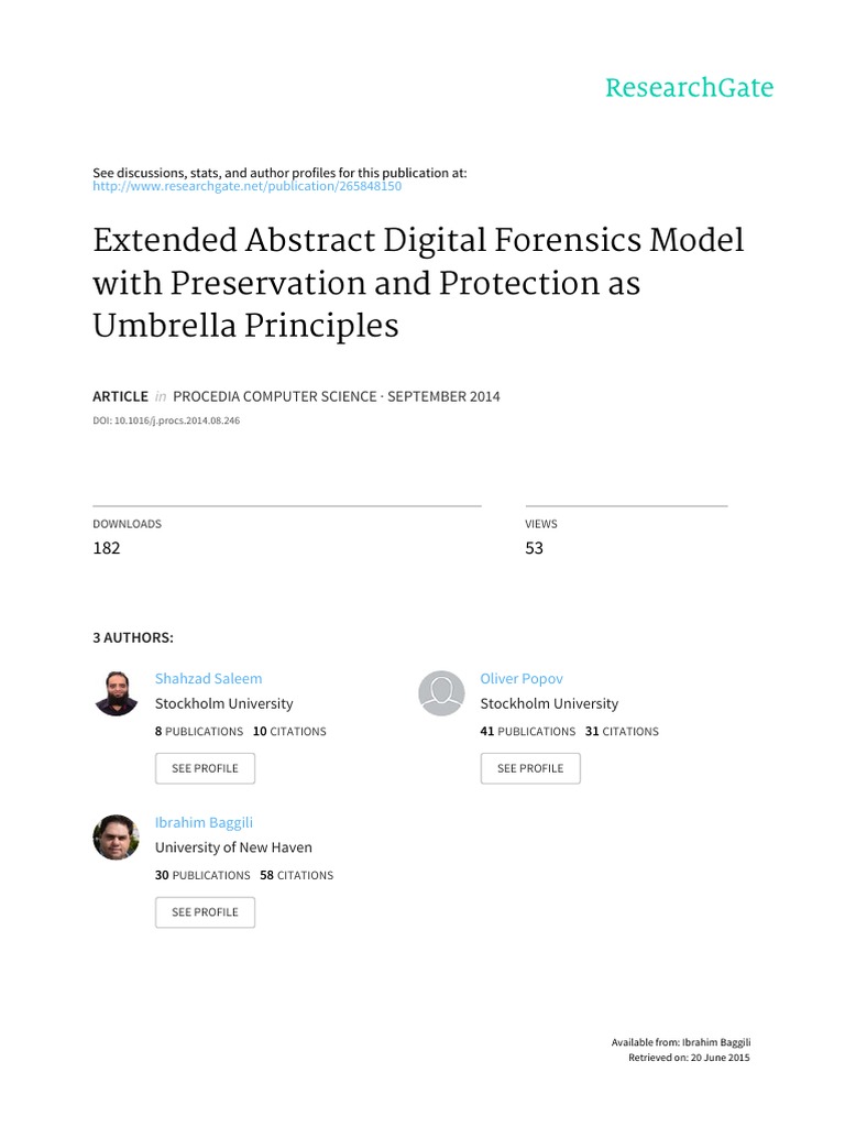 Extended Abstract Digital Forensics Model With Preservation and ...
