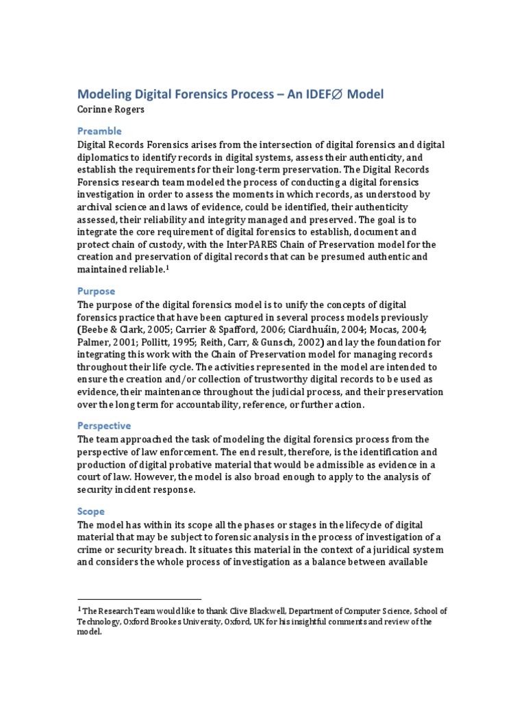 Modeling Digital Forensics Process - An IDEF Model | PDF | Forensic Science | System