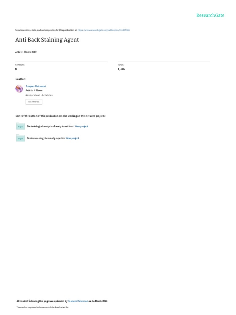 Anti Back Staining Agent | Download Free PDF | Cellulose | Hydrolysis