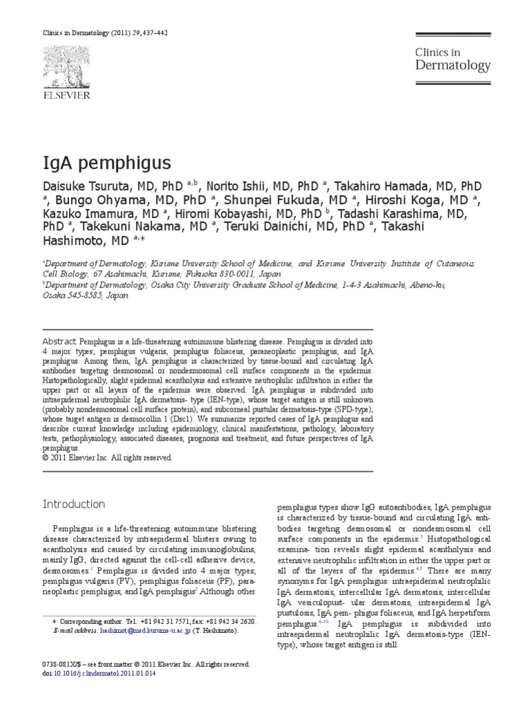 Iga Pemphigus: Clinics in Dermatology (2011) 29, 437-442 | PDF | Health ...