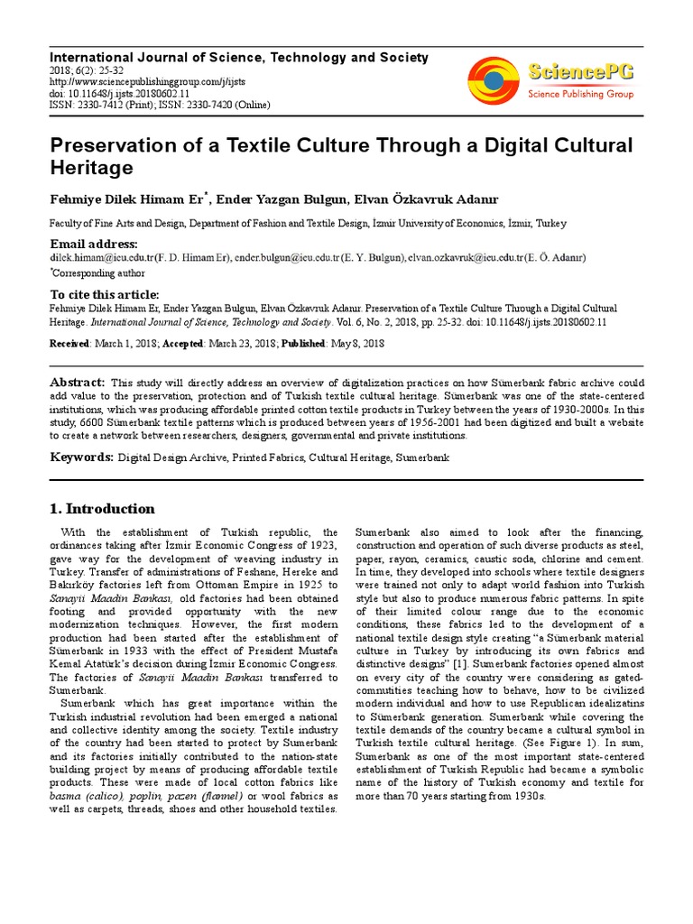 Preservation of A Textile Culture Through A Digital Cultural Heritage ...