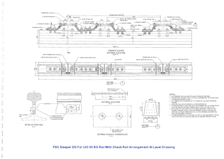 Drawing of PSC Sleeper For Level X-Ing With UIC 60 KG Rail | PDF