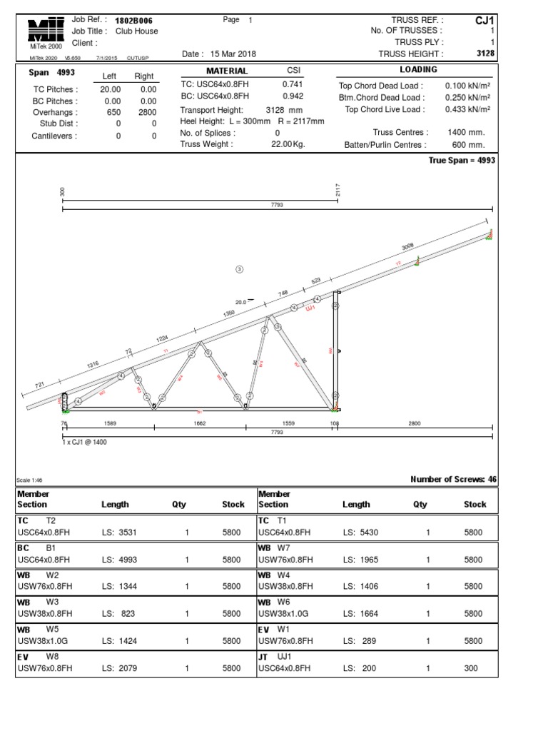 Trusses - Club House | PDF | Truss | Architectural Elements