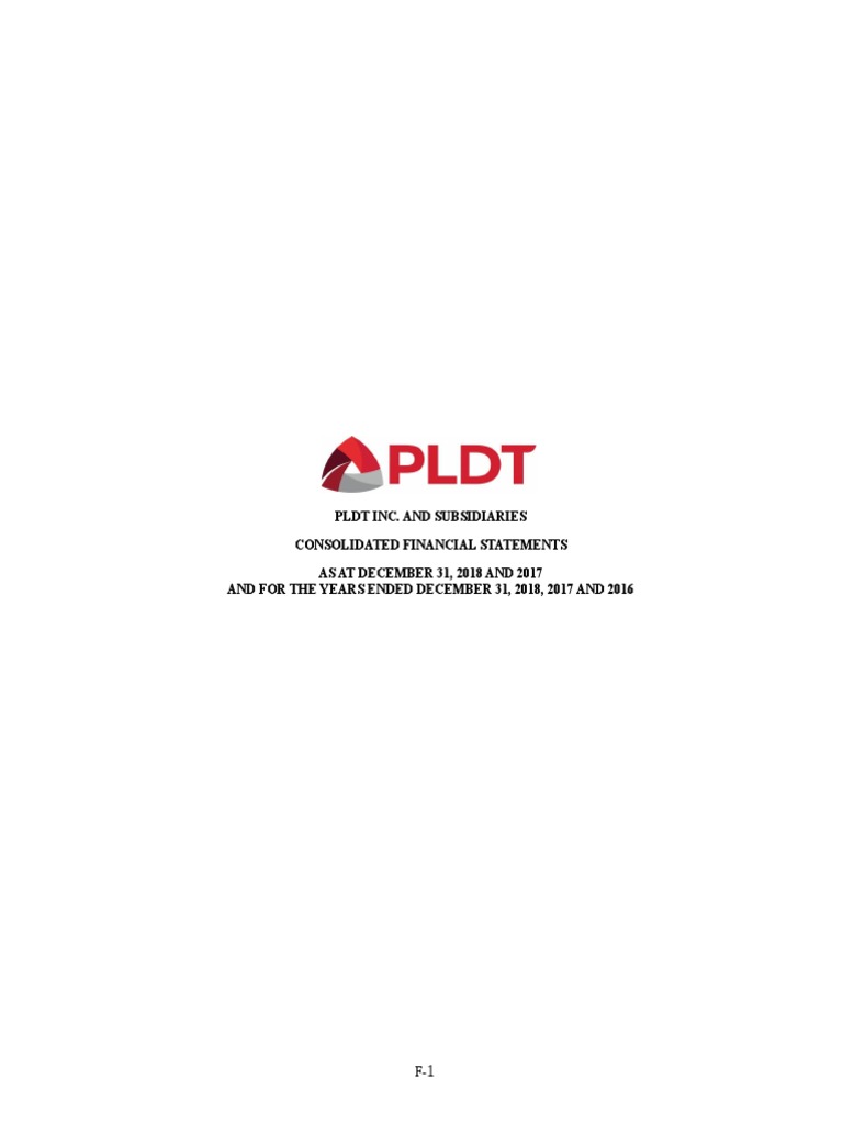 PLDT - Com Fy 2018 Financial Statements | PDF | Equity (Finance ...