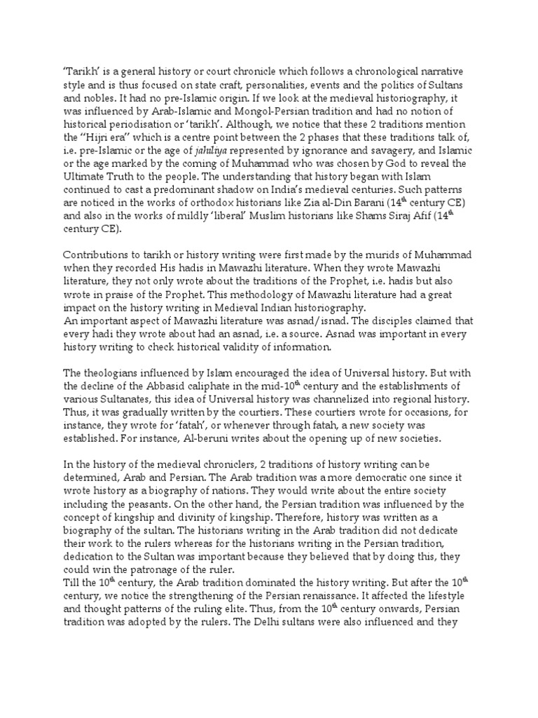 Nature of Persian Tarikh Traditions With Special Reference To The ...