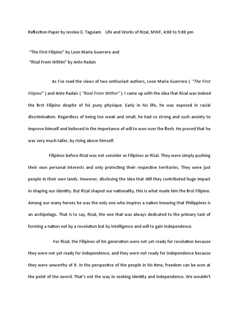 Filipino") and Ante Radaic ("Rizal From Within") - I Came Up With The ...