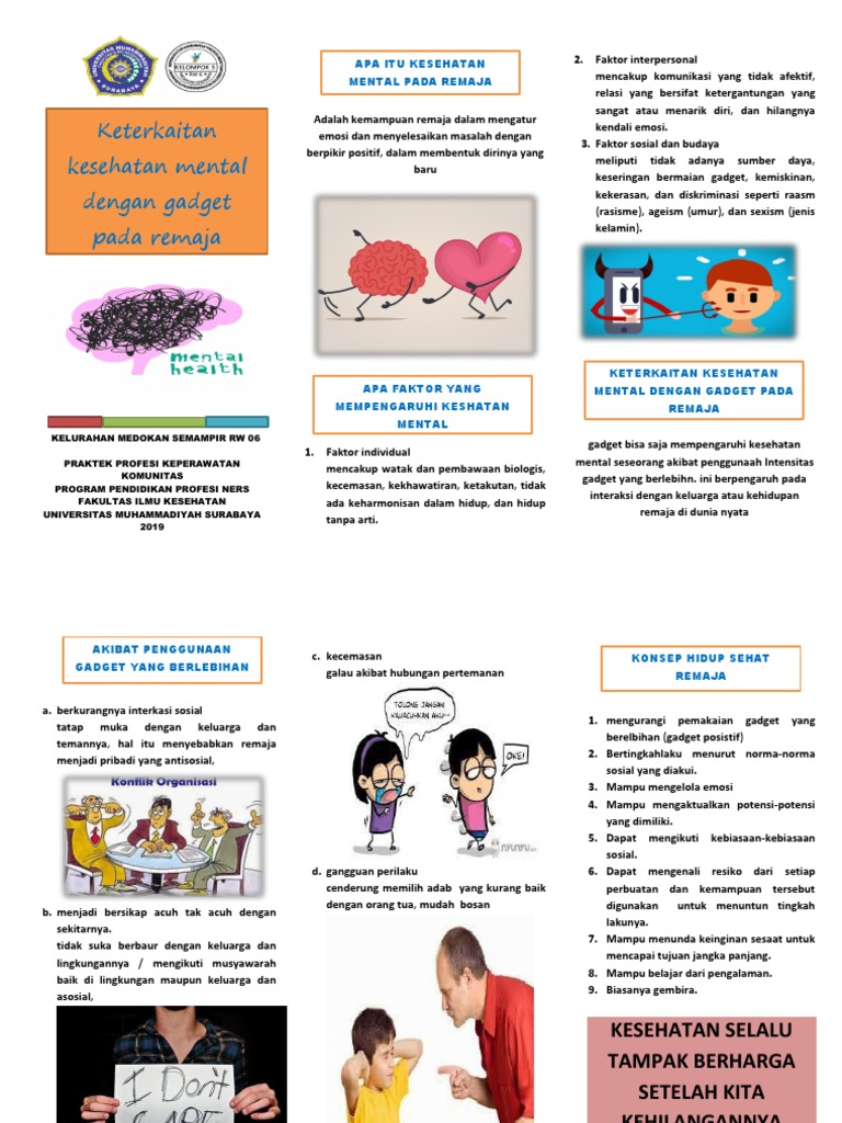 Leaflet Pengaruh Gadget Terhadap Kesehatan Mental Remaja | PDF