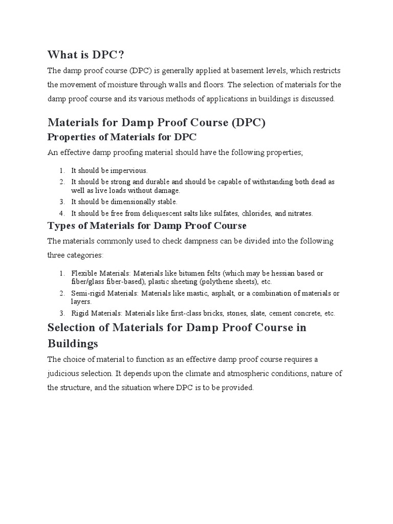 What Is DPC?: Properties of Materials For DPC | PDF | Asphalt | Roof