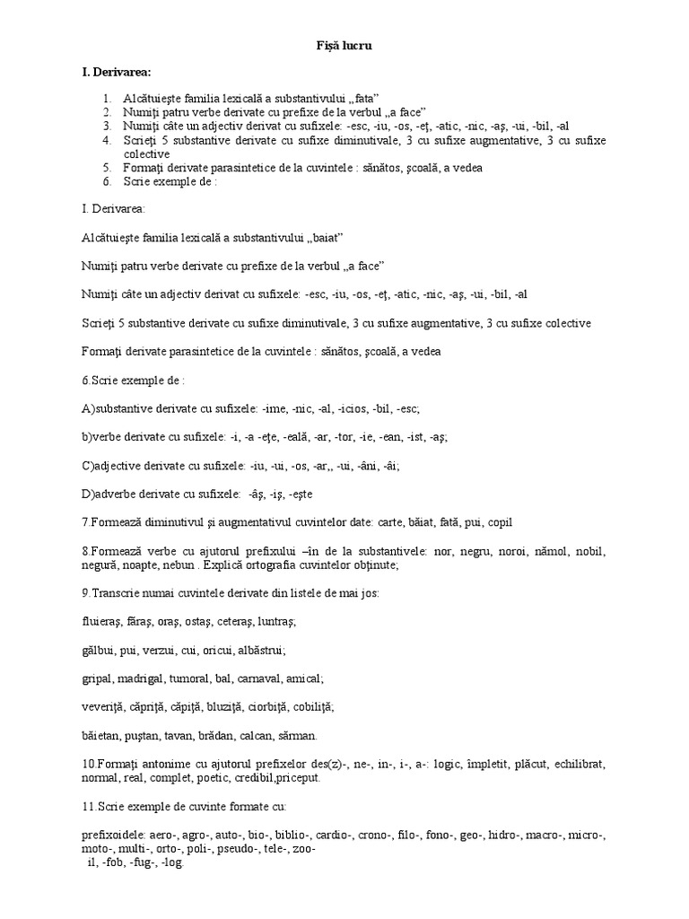 Fisa Derivarea | PDF