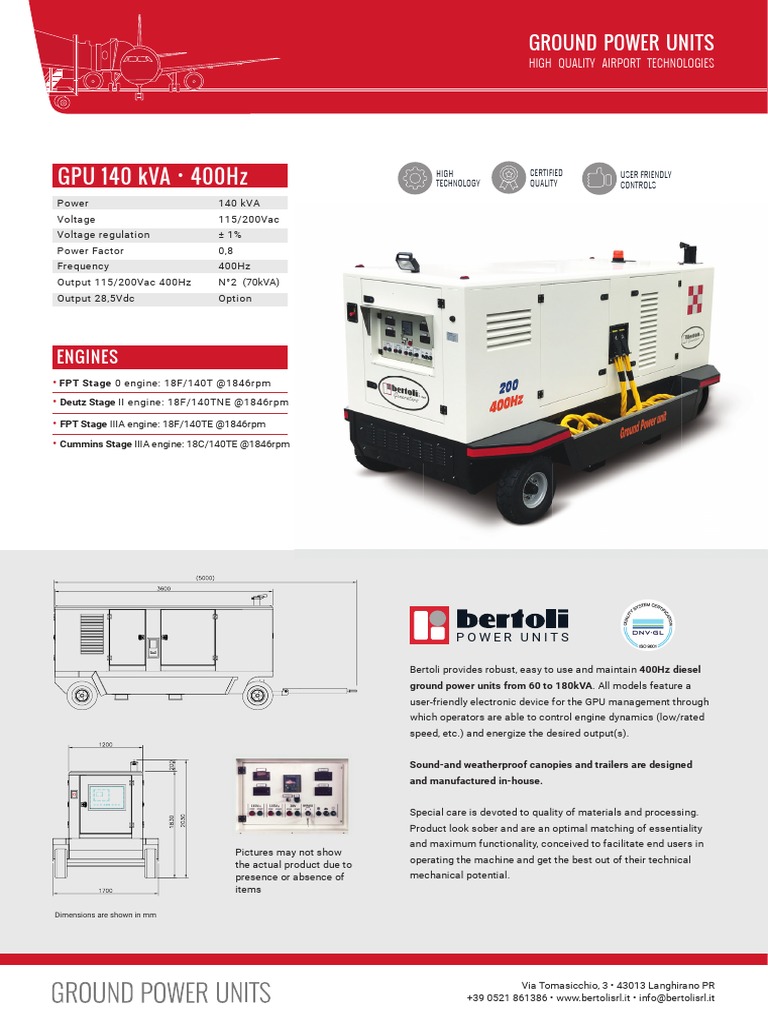 GPU 140 kVA 400Hz: Ground Power Units | PDF | Rectifier | Components