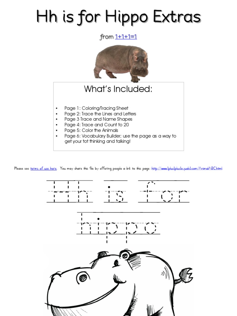 HH Is For Hippo Extras: What's Included | PDF