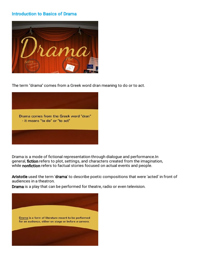 Introduction to Drama Basics | PDF | Play (Theatre) | Tragedy